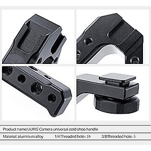 R005 Camera Top Handle Camera Top Cheese Handle Grip Universal Video Stabilizing Rig W 3 Cold Shoe Adapters to Mount Microphone, LED Light, Monitor, Easy Low Angle Shoots Metal