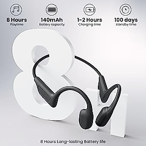 GUTEVOZ Bone Conduction Headphones,Open Ear Headphones Bluetooth 5.3 Wireless Sports Headset with Microphones & 8H Playtime, IPX6 Waterproof Light-weight Wireless headphones for Running, Cycling & Gym