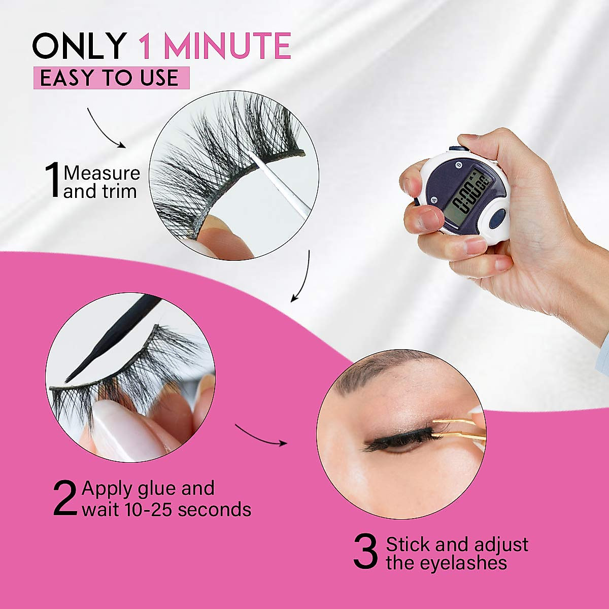 SWINGINGHAIR 3D Mink Eyelashes, False Eyelashes 25mm Dramatic Long Type 3D Layered Effect Siberian Mink Fur Lashes Hand Made Strips Eyelashes Reusable Fake Eyelashes Make Up