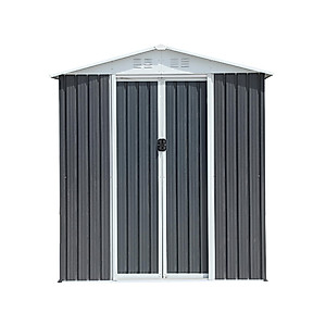 Ball & Cast 6x4FT Outdoor Storage Shed with Punched Vents,Heavy Duty Metal Sheds with Lockable Doors,Waterproof Tool Sheds for Garden,Backyard,Lawn,Easy to Assemble,Grey