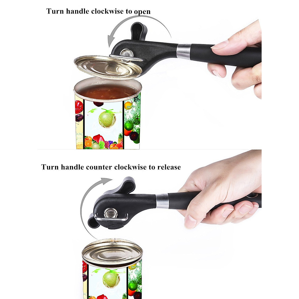 C-buy Safe Cut Can Opener Manual, Upgraded Ergonomic Anti Slip Grips Handle Design, Restaurant Side Cutting Safety Can Opener