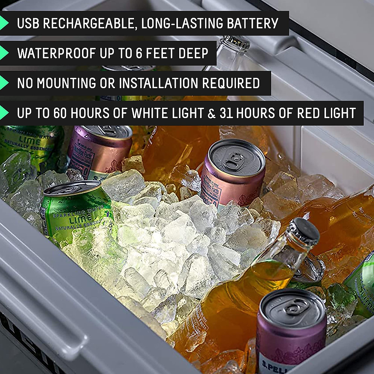 StarBright Rechargeable Universal Cooler LED Light - 5.35x1.61x5.35 inches - Compatible with YETI, RTIC, ORCA, Igloo, Coleman, and More - USB-Chargeable Battery, No Mounting or Installation Required