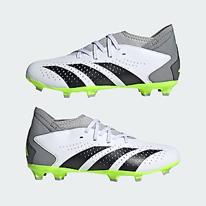 adidas Predator Accuracy.3 Firm Ground Sneaker, White/Core Black/Lucid Lemon, 1 US Unisex Little Kid