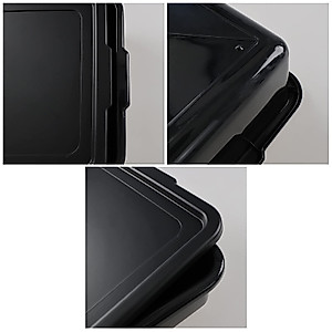 Dehouse 13 L Plastic Commercial Utility Bus Boxes, Black Bus Tubs with Lids, 3-Pack