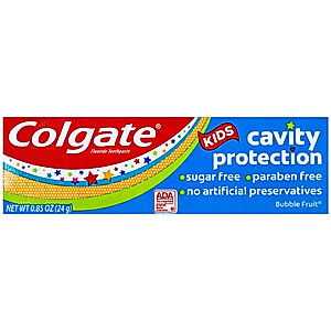 Colgate Kids Cavity Protection Fluoride Toothpaste, Bubble Fruit Flavor, Travel Size 0.85 oz (24g) - Pack of 6