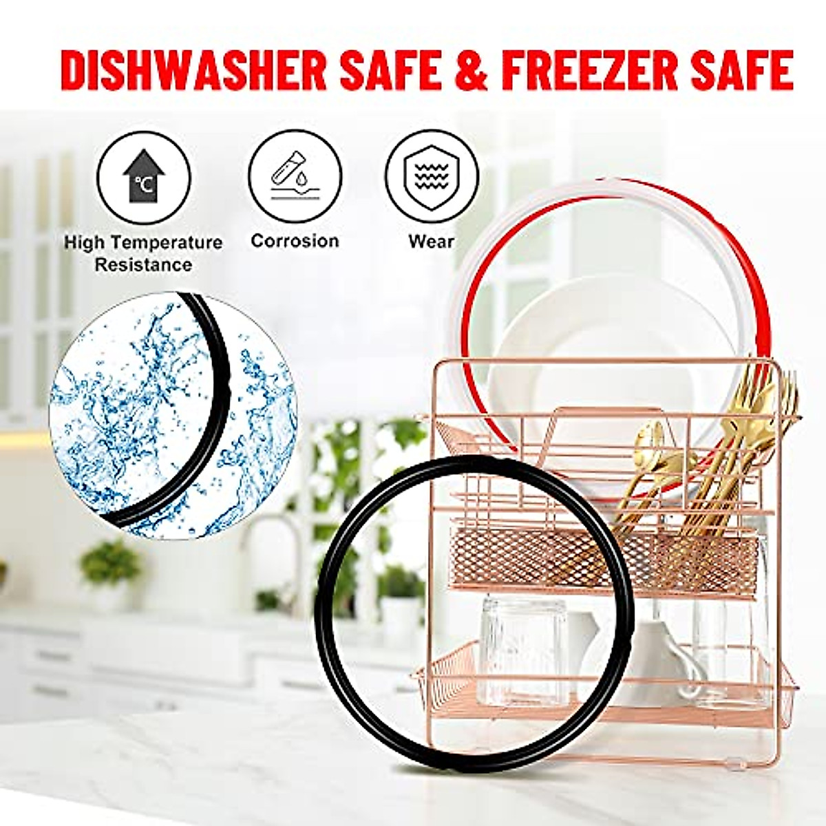 Mocoosy 3PCS Silicone Sealing Ring 8 Qt for Instant Pot Sealing ring 8 Quart, InstaPot Gasket 8qt, Replacement Rubber Seals, Food-Grade Silicone Insta Pot Accessories for Instant Pot IP-DUO80 IP-LUX 8