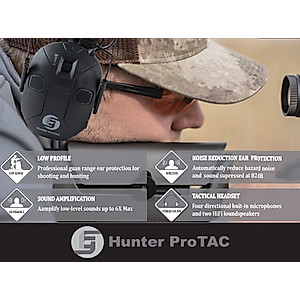 FUYOU 360 Degree Electronic Hearing Protection Shooting Earmuffs Gun Range, Noiser Reduction Electronic Ear Protection-Tactical Electronic Ear Muff Hunting