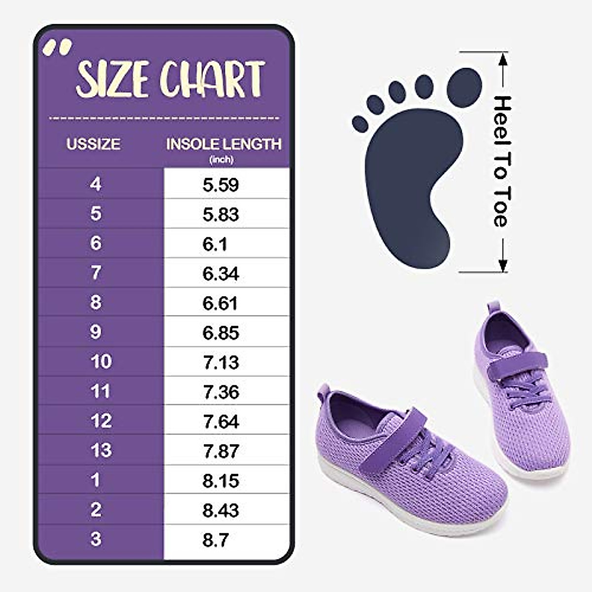 COASIS Toddler Shoes Boys Girls Sneakers, Comfortable Running Tennis Athletic Shoes for Little Kid/Big Kid Purple