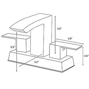 Friho Extra Large Rectangular Spout 4 Inch Two Handle Centerset Matte Black Bathroom Faucet,Waterfall Bathroom Sink Faucet Lavatory RVs Vanity Faucets for Sink 3 Hole with Water Hoses and Pop up Drain