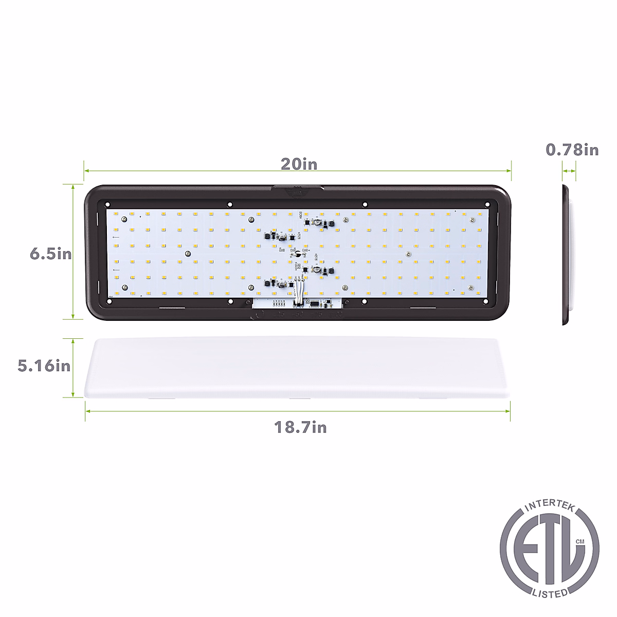 Leisure LED RV LED Ceiling Light Fixture 20" x 6.5" - 1450 Lumen with Touch Dimmer Switch Interior Burnt Bronze Lighting for Car/RV/Trailer/Camper/Boat DC 12V Natural White 4000-4500K (2-Pack)