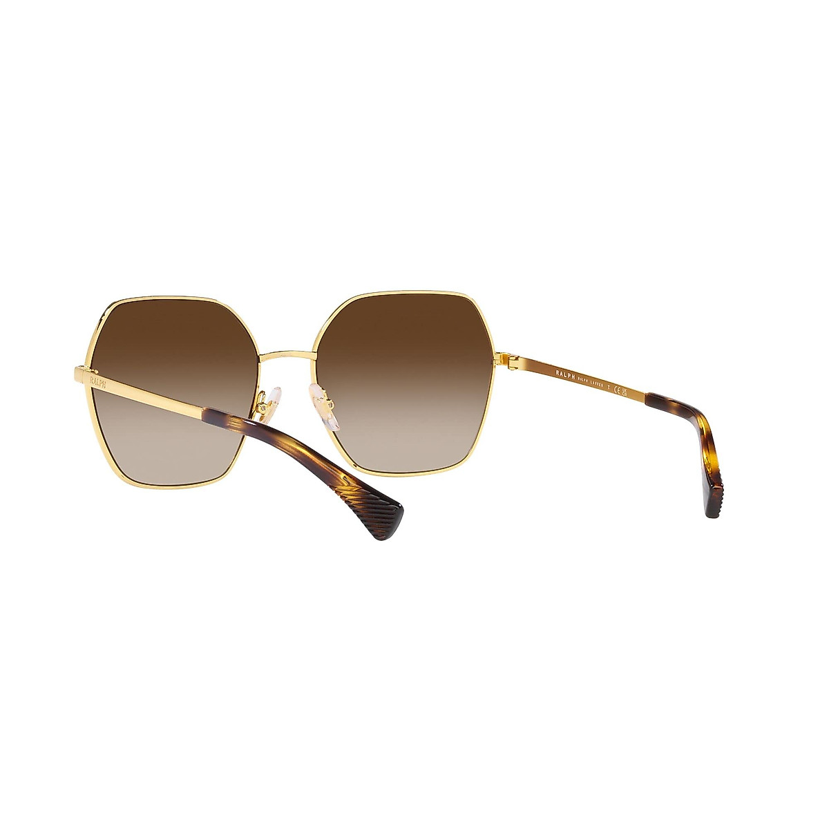 Ralph by Ralph Lauren Women's RA4138 Square Sunglasses, Shiny Gold/Gradient Brown, 58 mm