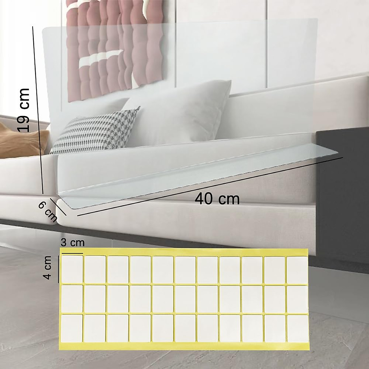 Rictine 8 Pack Clear Toy Blockers for Furniture, 16" L x 7.5" H Under Bed Blocker for Pets, Adjustable Gap Bumper Under Couch Blocker, Stop Things from Going Under Couch Sofa Bed with Strong Adhesive