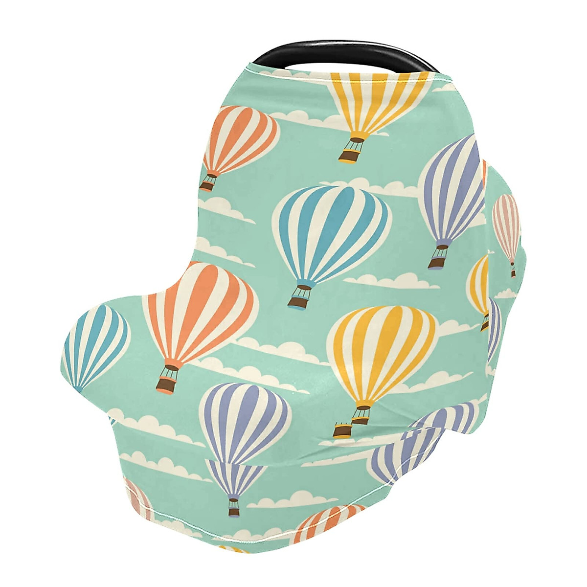 xigua Baby Car Seat Covers Hot Air Balloon Clouds Extra Soft and Stretchy Nursing Breastfeeding Covers Breathable Infant Carseat Canopy Nursing Covers, Multi-use Baby Shopping Cart/High Chair/Stroller