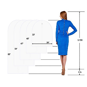 Thipoten Garment Bags, Set of 5 Lightweight 33 Inch Suit Bags with Full Stainless Steel Zipper, Garment Bags for Storage/Closet/Travel (Translucent, 24 x33 Inches)