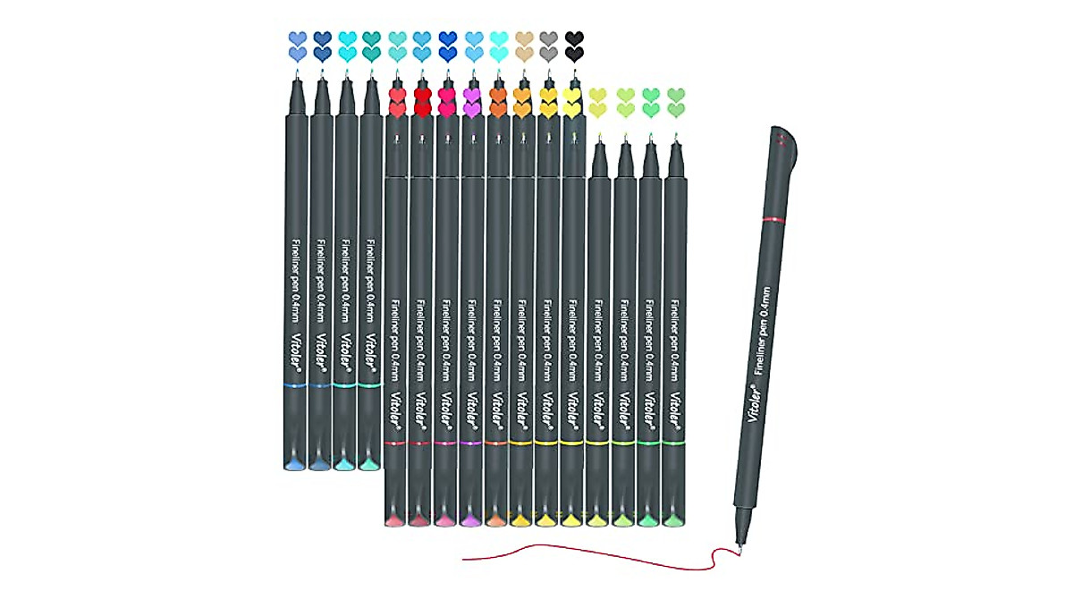Vitoler 24 Colored Journaling Pens - Vibrant Fine Line Markers