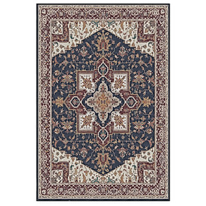 RUGGABLE x Maral Heriz Washable 6x9 Area Rug, Sapphire, Premium Vintage Rugs for Living Room, Bedroom, Kitchen, Office, Classroom with Gripper Non Slip Pad
