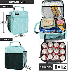 opux Insulated Lunch Box for Adult Men Women, Thermal Lunch Bag for Kids Boys Girls Teens, Soft Compact Lunch Cooler Bag for Work School Picnic, Reusable Small Lunchbox Lunch Pail Kit (Teal)