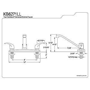 Kingston Brass KB6271LL Legacy Kitchen Faucet without Sprayer, 7-1/8-Inch, Polished Chrome