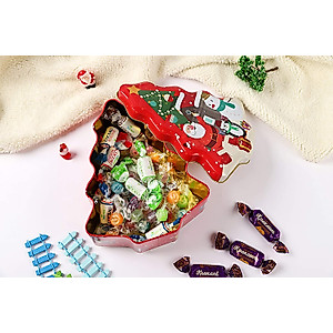 YWKXM Christmas Tree-Shape Tin Box Set of 2 Cookie Candy Storage Containers For Holiday Decorative