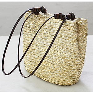 TONWHAR European Style Straw Bag Purse Woven Summer Beach Tote for women (Natural)