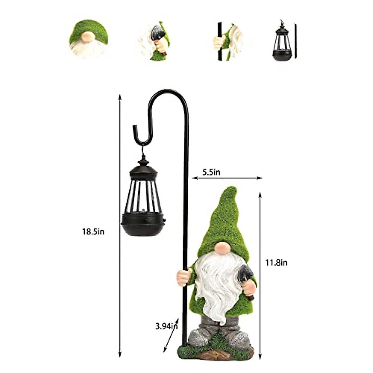 REYISO 12IN Solar Outdoor Gnomes Garden Statues Clearance - Funny Garden Gnome Statue with Solar Lights - Outdoor Garden Decorations - Spring Decor for Patio Yard Lawn Porch - Unique Gnomes Gifts