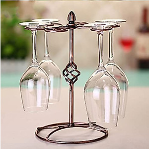 Fadak New Wine Holder 6 Cup Holder Lower Cabinet Hanging Goblet Holder - Undrilled Brass Champagne Gold Matte Stainless Steel (L)