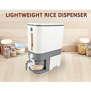 KITCHEN FAST–22LBS Rice Dispenser–Food Dispenser-Attachable Cutlery Holder and Salt/Spice Container–Large Grain Storage with Lid–Extra Storage Box-Moisture Proof-Optimizes Kitchen Space–Rice Storage