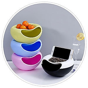 Snacks Bowl | Double Layer Container Household Snack Serving Dish Organizer | Portable Multi-Function Snack Storage Box | with Cellphone Holder Slot | Perfect Lazy Gift Baodan