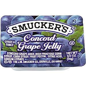 Smucker's Strawberry Jam, Mixed Fruit and Concord Grape Jelly Assortment, (0.5 Ounce) 200 Count