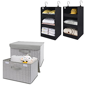 GRANNY SAYS Bundle of 2-Pack Hanging Organizer for Closet & 2-Pack Closet Storage Bins
