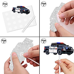 Blue Glitter 1pcs Cake Topper 12pcs Cupcake Topper Pick for Congrats Officer Policeman Theme Decor Supplies Boys Girls 2024 College Graduation Party Decorations