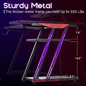 MOTPK Gaming Desk L Shaped, Small Corner Desk with Storage Shelf & Power Outlets, Computer Desk with Monitor Shelf, L Shaped Desk with Carbon Fiber Surface, Gamer Desk Gaming Table, Black, 39 Inch