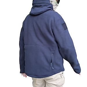 Akivide Men's Tactical Fleece Zip Up Hooded Sweatshirt Casual Vintage Long Sleeve Pullover Winer Thick Hoodie with 5 Pockets