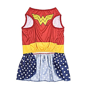 DC Comics Wonder Woman Dog Costume Large | Best DC Comics Wonder Woman Halloween Costume for Large Dogs | Official Wonder Woman Dog Costume for Pets Halloween Red