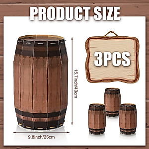 Teenyyou 3 Pcs Western Cowboy Party Decoration Pirate Barrel Decoration Pirate Party Decorations Cowboy Baby Shower Decorations Wooden Barrel Cardboard Barrel Western Prop Decoration