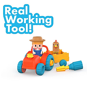 Educational Insights Design & Drill Bolt Buddies Tractor Take Apart Toy with Screwdriver Tool, Preschool STEM Toy, Gift For Boys & Girls, Ages 3+