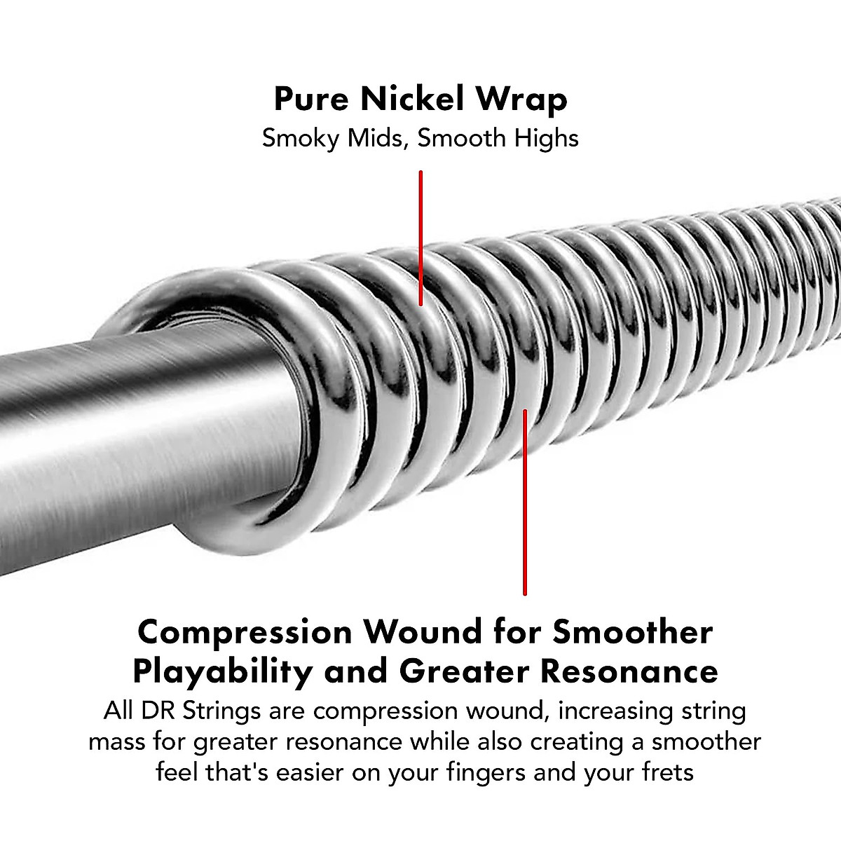 DR Strings Pure Blues Pure Nickel Wrap Round Core 9-42
