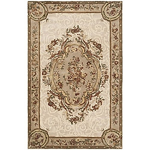SAFAVIEH Empire Collection 9'6" x 13'6" Ivory / Light Grey EM414C Handmade Traditional European Premium Wool Area Rug