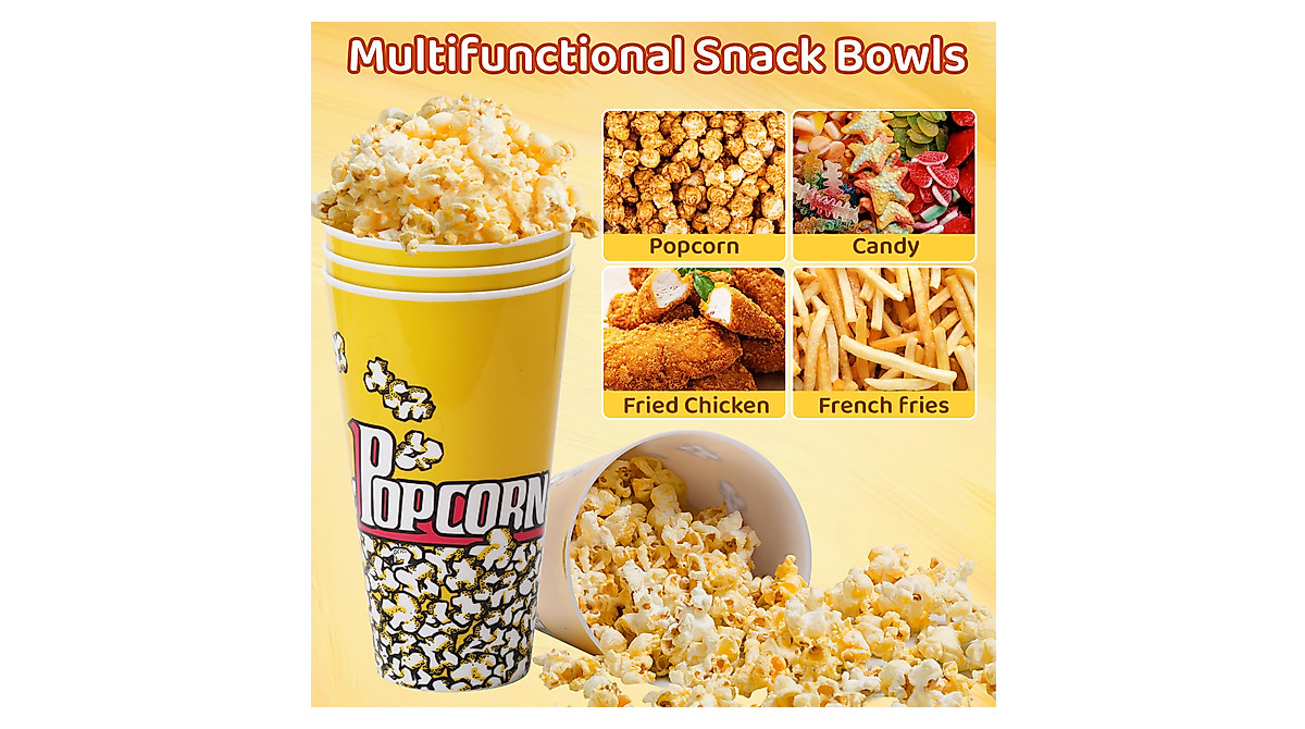 KORCCI Reusable Retro Popcorn Containers – Perfect for Movie Night