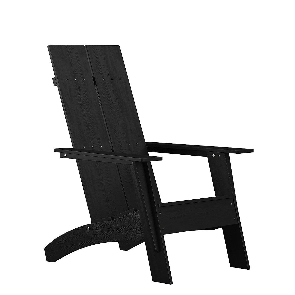 Merrick Lane Piedmont 2 Slat Poly Resin Adirondack Chair - Black - Modern Design - Indoor/Outdoor