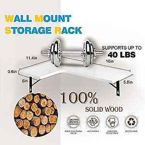 Asvor Clark Corner Floating Shelves White, Floating Corner Shelf Wall Mounted Set of 4, Floating Wall Shelves for Bedroom, Living Room, Bathroom, Kitchen, Office