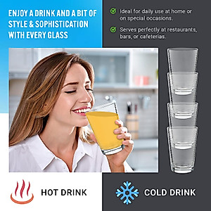 Yumchikel Juice Glasses 7 oz. Set Of 4 Glass Cups - Drinking Beverage Tumblers for Soda, Water, Milk, Coke, and Spirits, Durable and Dishwasher Safe Heavy Bottom Juice Glassware-For Home and Bars