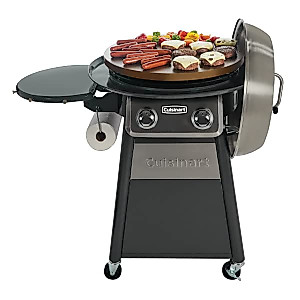 Cuisinart CGG-888 Grill Stainless Steel Lid 22-Inch Round Outdoor Flat Top Gas, 360° Griddle Cooking Center & CGWM-003 360° Griddle Cooking Center Cover