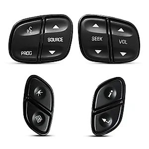 Steering Wheel Radio Volume Control Switch Buttons for Chevy Silverado Suburban for GMC Yukon Sierra,for Trailblazer Envoy, 4PCS Replaces# 21997738, 21997739, 1999442, 1999443