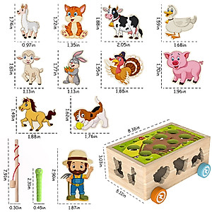 Achiyway Montessori Toys for Baby Boys Girls Age 2 3 4 5 Year Old, Wood Preschool Learning Fine Motor Skills Game, Baby Educational Toddler Toys (Animals car Toy)