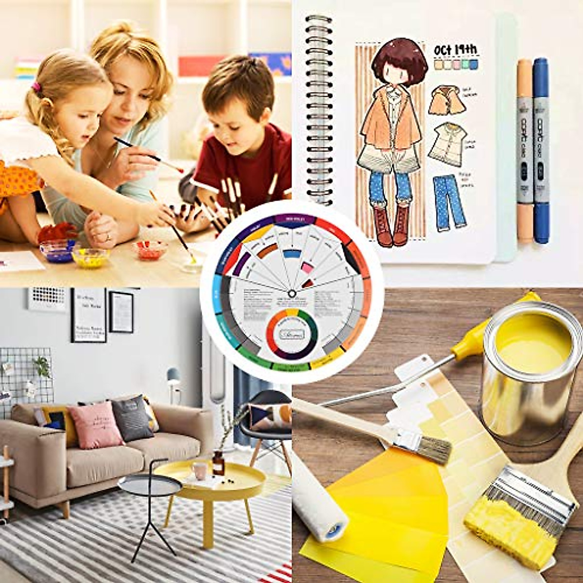 JimKing Creative Color Wheel, Paint Mixing Learning Guide Art Class Teaching Tool for Makeup Blending Board Chart Color Mixed Guide Mix Colours (9.25inch)