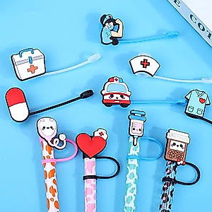 AIERSA 10Pcs Nurse Straw Cover Cap for Stanley Cup, Silicone Straw Topper Compatible with Stanley 30&40 Oz Tumbler with Handle,Straw Tip Covers for Stanley Cups Accessories