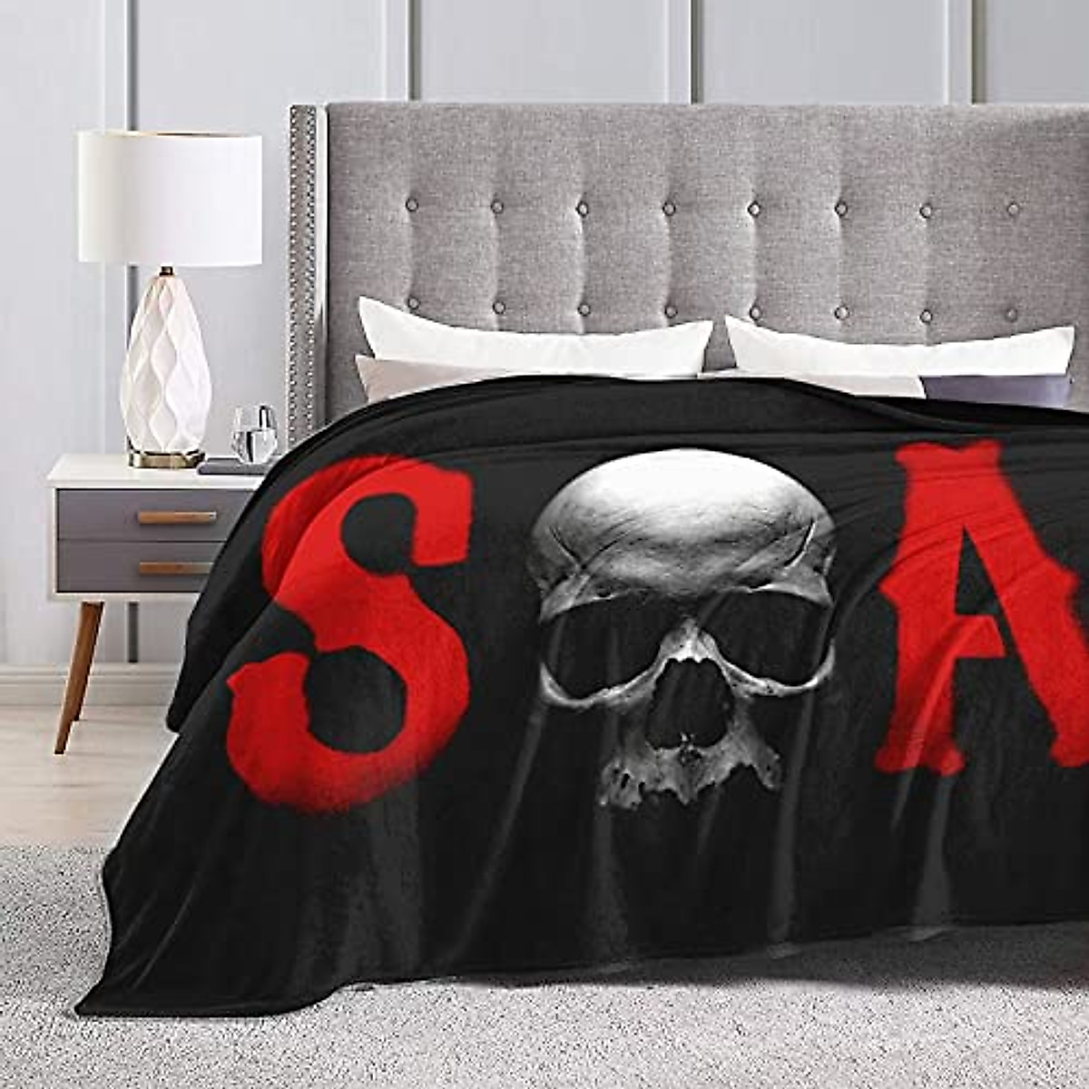 Daniesd Sons of Anarchy Throw Blanket Ultra-Soft Micro Fleece Blanket Warm Lightweight Bed Chair Couch Travel Blanket 50inchx40inch, Black