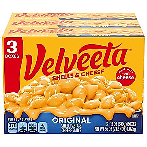 Velveeta Original Shells and Cheese (12 oz Box, Pack of 3)