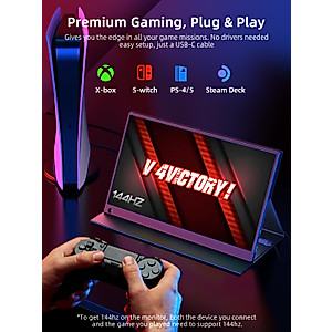UPERFECT Portable Monitor, 17.3" 144Hz Portable Gaming Monitor AMD FreeSync FHD 1080P HDR IPS Laptop Computer Monitor w/VESA & Case USB C External Screen for Esports